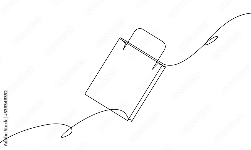 Continuous line drawing of tote bag, business icon outline, object one ...