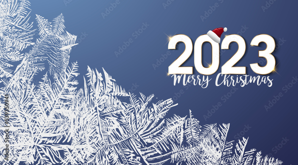 2023 New Year on ice frosted background. RGB. Global colors. One ...