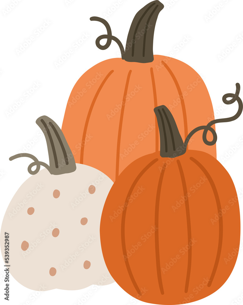 Cute cartoon pumpkins farm - vector illustration in flat style. Autumn ...