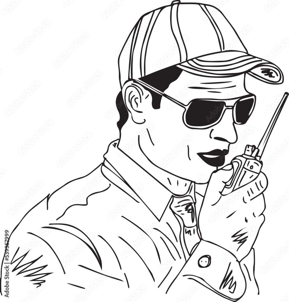 Stock images of a security guard talking on a woki toki, a security guard holding a woki toki ...