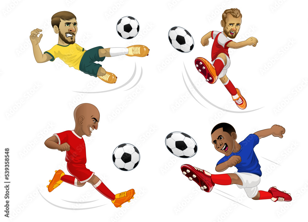 Cartoon Football player soccer collection Stock Vector | Adobe Stock