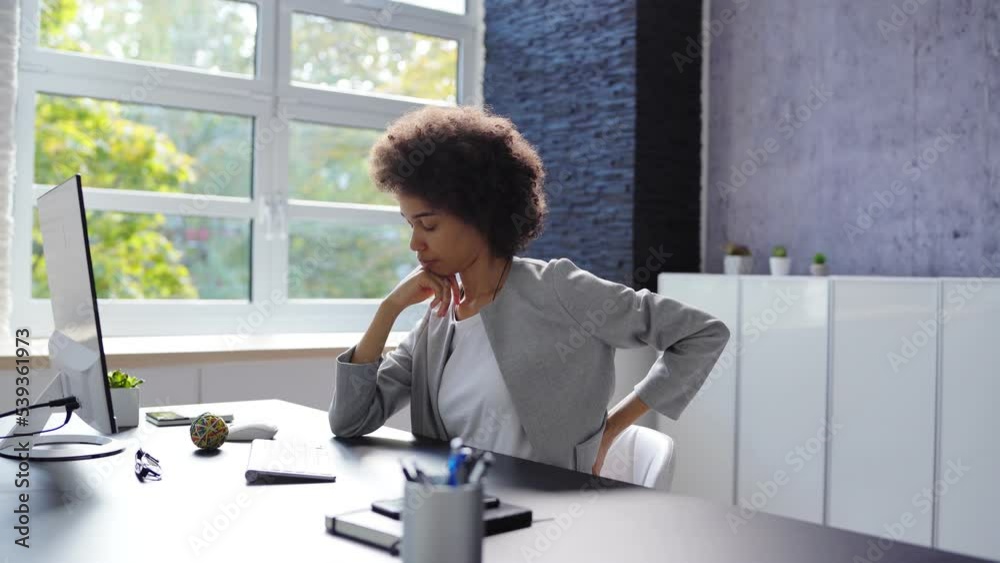 Back Pain Bad Posture Woman Sitting Stock Video | Adobe Stock