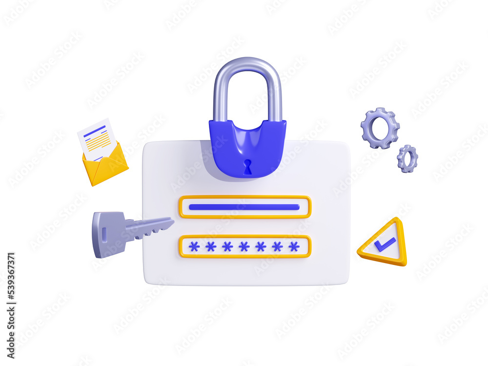 Computer security, privacy, data protection concept with account ...