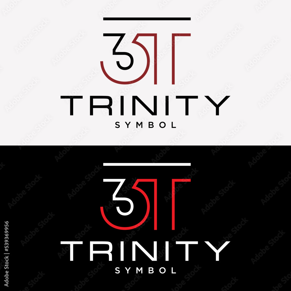 Letter Number 3T Monogram Alphabet Combination Modern Elegant Symbol ...