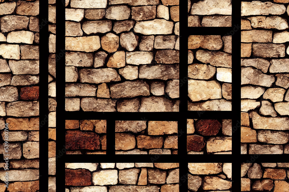 Seamless castle wall background, medieval 2d illustrated stone fortress ...