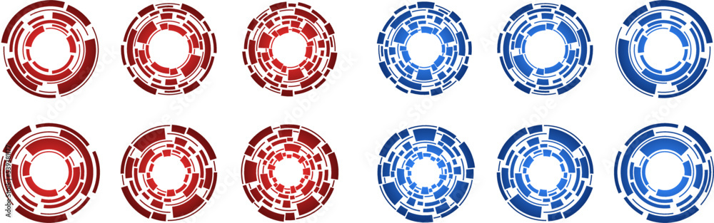 technology circle, tech circle vector. robot eye vector. blue and red ...