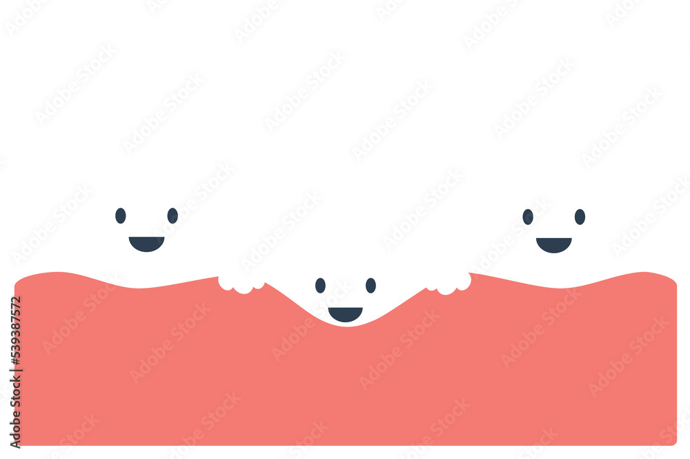 first tooth, teeth is grow up - dental cartoon vector flat style cute ...