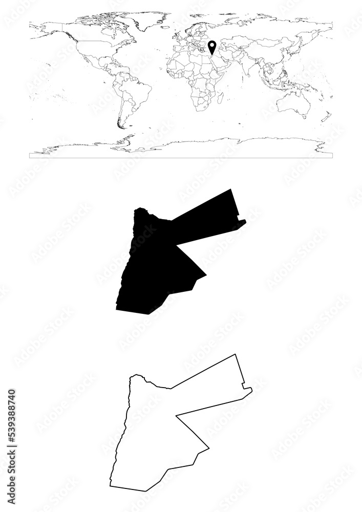 Stockvector Vector Jordan map, map of Jordan showing country location ...