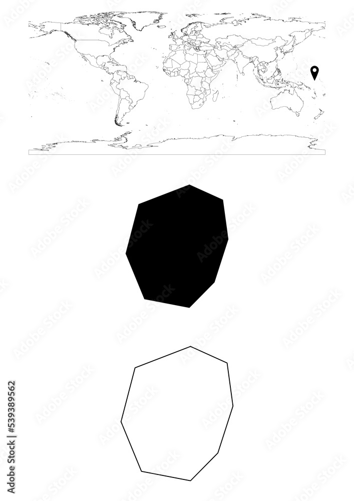 Vector Nauru map, map of Nauru showing country location on world with ...