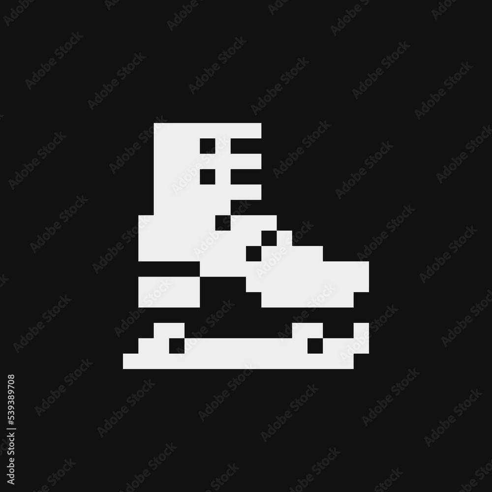 Figure skates pixel art icon, emoji. Design for stickers, shoe store ...