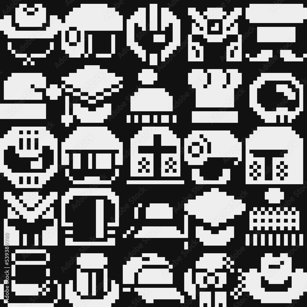 Headwear, hats and helmets, seamless pattern icons, fabric textures ...