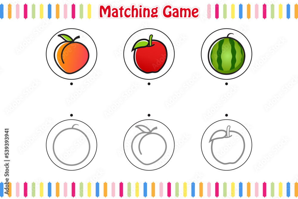 Matching Game for kids,Find and match the correct Fruits outline ...