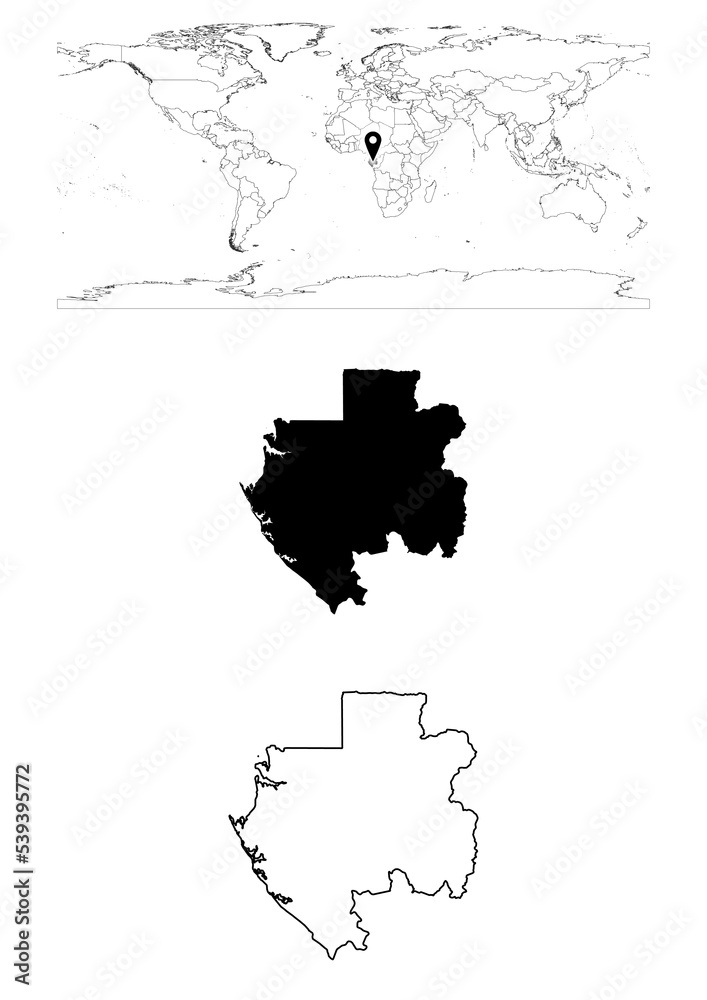 Vetor de Vector Gabon map, map of Gabon showing country location on ...