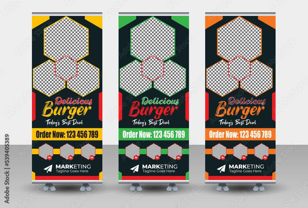 Modern food roll up banner design for restaurant, Food and restaurant ...