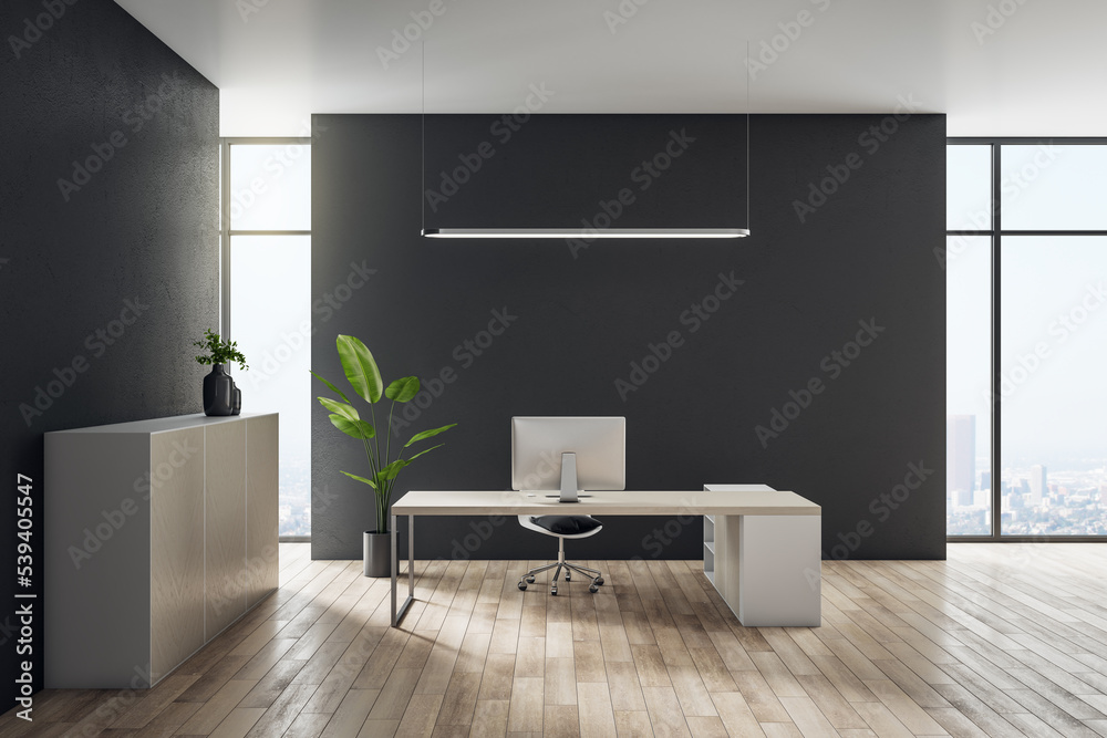 Front view on modern computer on style light table in minimalistic ...