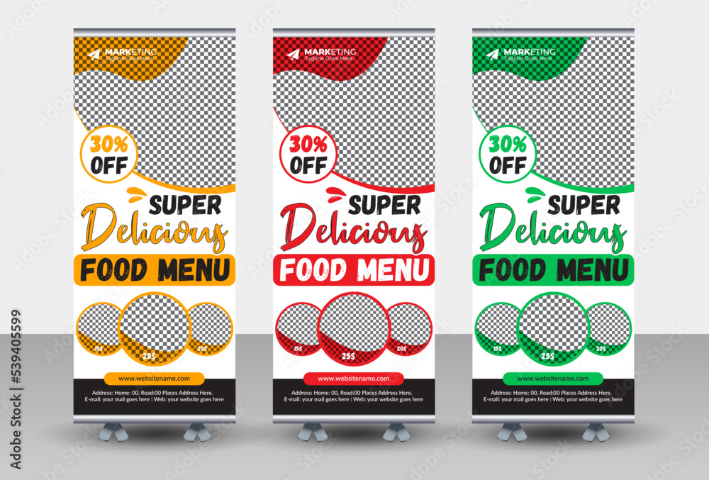 Modern food roll up banner design for restaurant, Food and restaurant ...