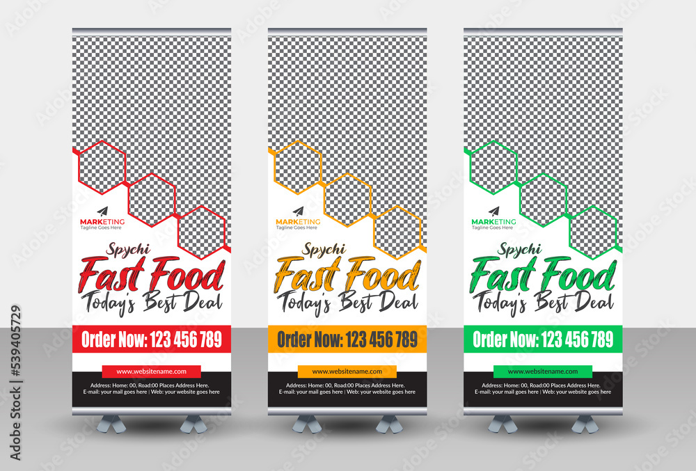 Modern food roll up banner design for restaurant, Food and restaurant ...