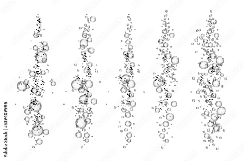 Vetor de Fizzy air bubbles in water. Effervescent soda drink bubbles ...