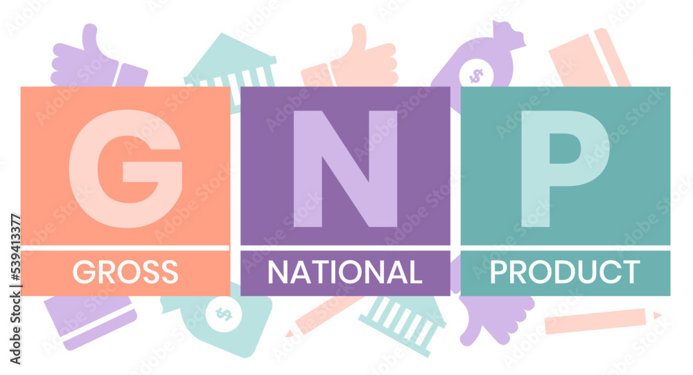 GNP - gross national product business concept background. vector ...