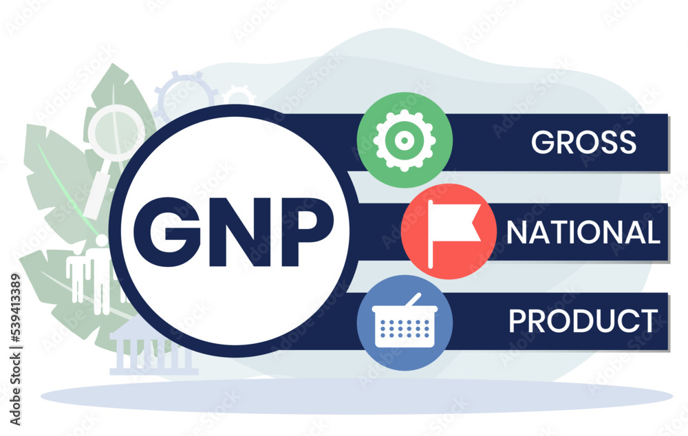 GNP - gross national product business concept background. vector ...