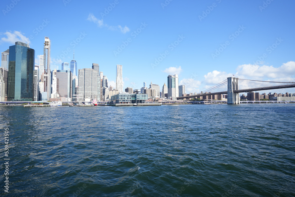 New York City, New York USA - September 2022. Manhattan bridge. Iron ...