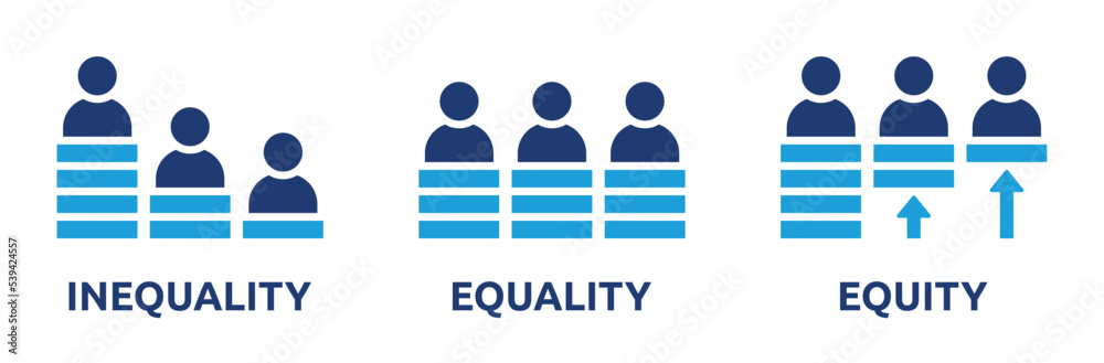 Set of equality, equity and inequality icon. Vector illustration. Stock ...