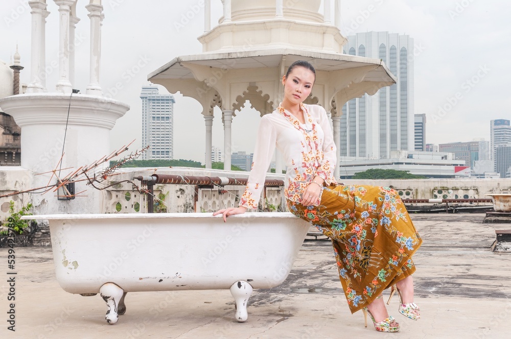Fashion portrait photo of a beautiful elegant young asian female lady ...