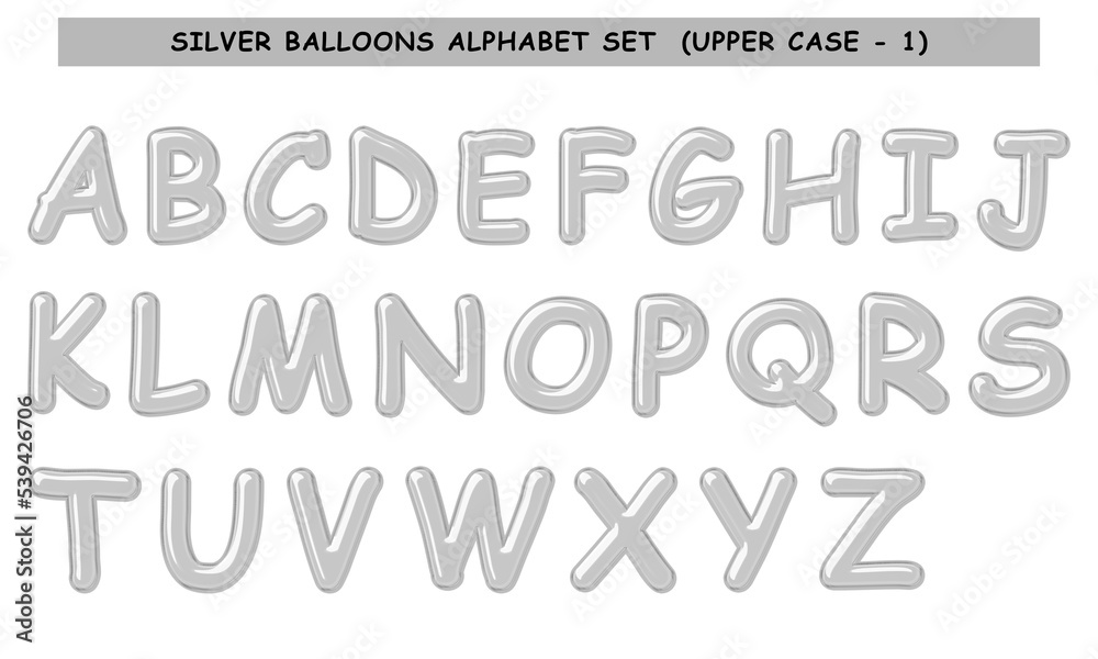 Ilustração do Stock: Silver Balloon Alphabet set, includes letters ...
