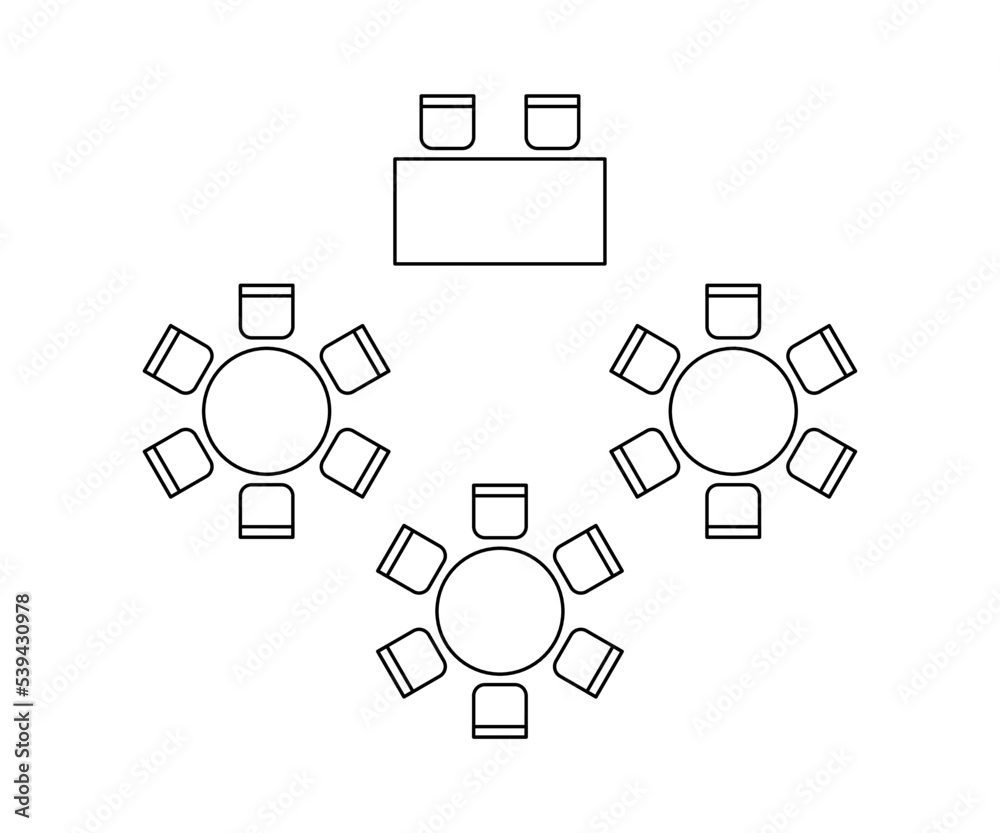Plan for arranging seats and tables in interior on event banquet ...