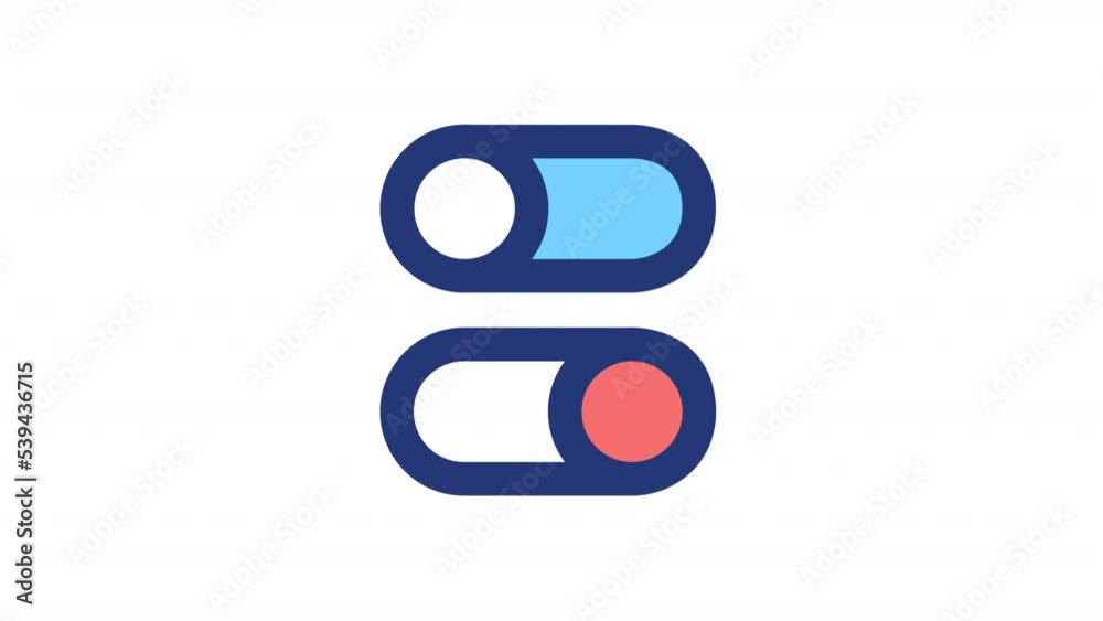 Animated shifting color ui icon. Switch on and off buttons. Changing settings. Seamless loop HD ...