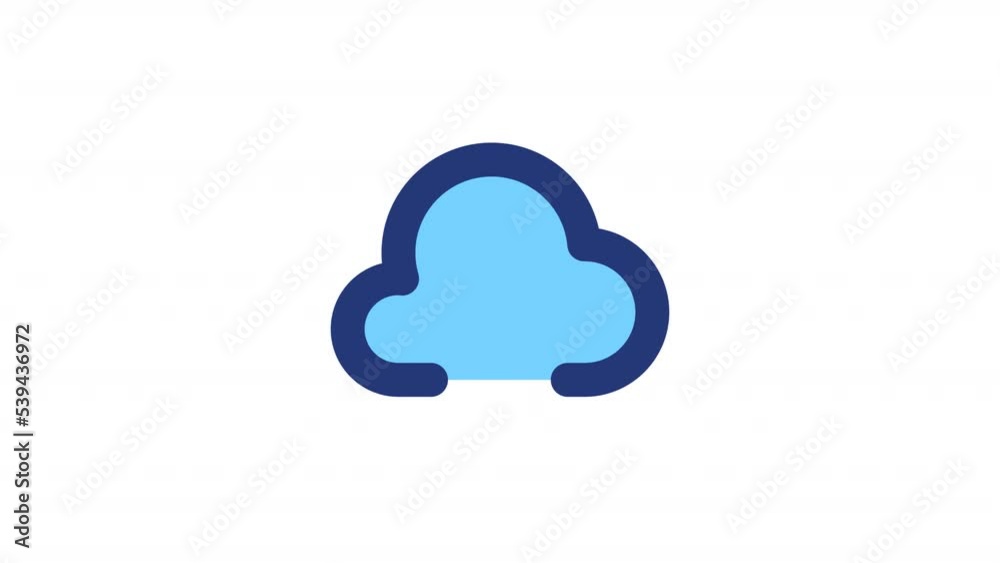 Animated download color ui icon. Large file storage in cloud. Encrypting data on server ...