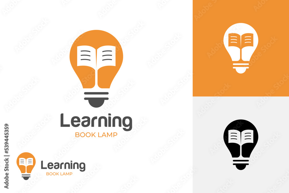 line light bulb learning logo design. reading book with lamp light logo ...