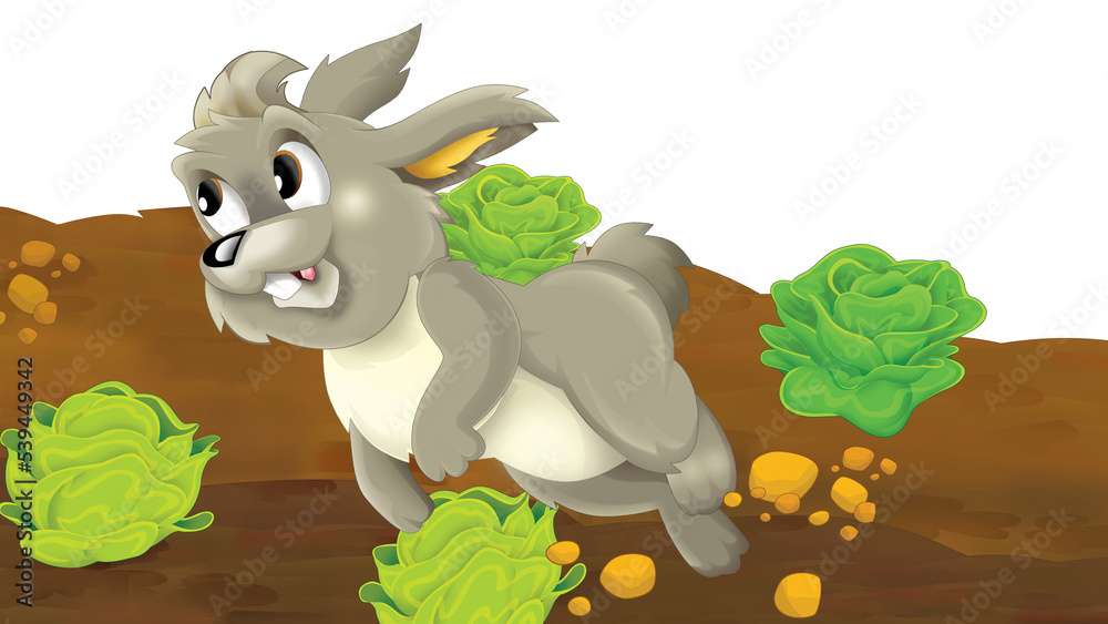 cartoon farm scene with rabbit illustration for children Stock ...