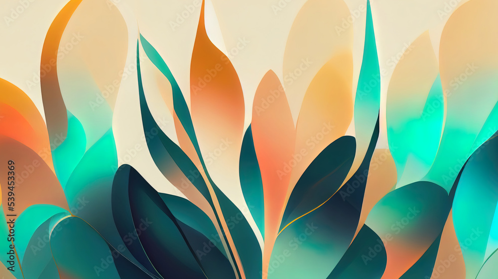 Abstract botanical plant wallpaper. Colorful art drawing. Elegant ...