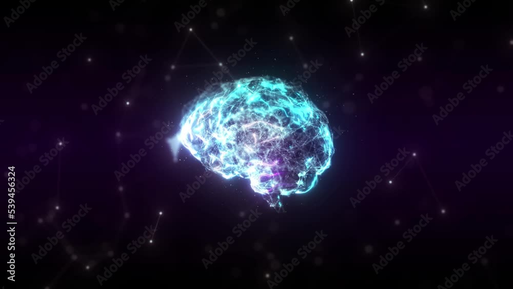 3d Animation Render of Flying Inside Digital Brain. Abstraction of ...