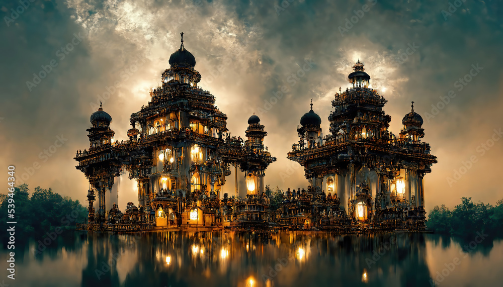 AI generated image of Indraprasta, the Pandavas' palace of illusions as ...