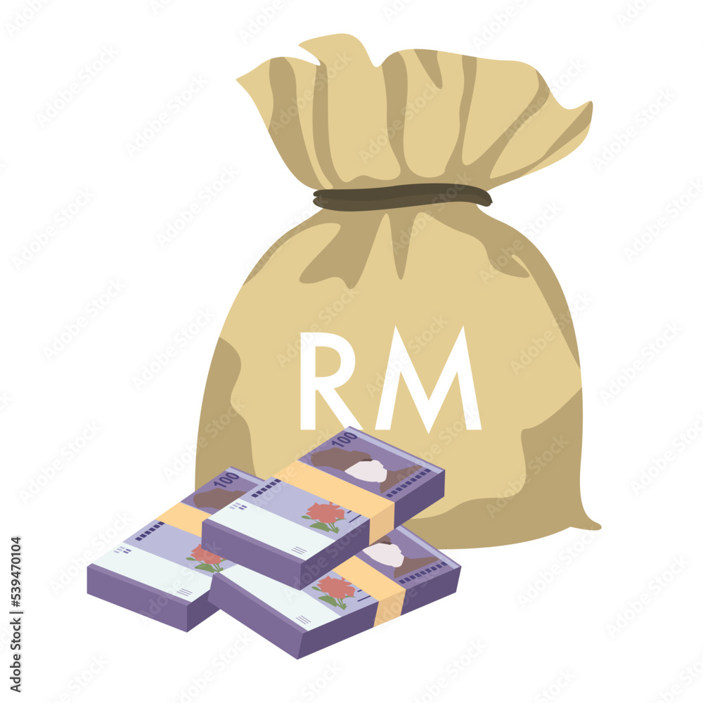 Malaysian Ringgit Vector Illustration. Malaysia money set bundle ...