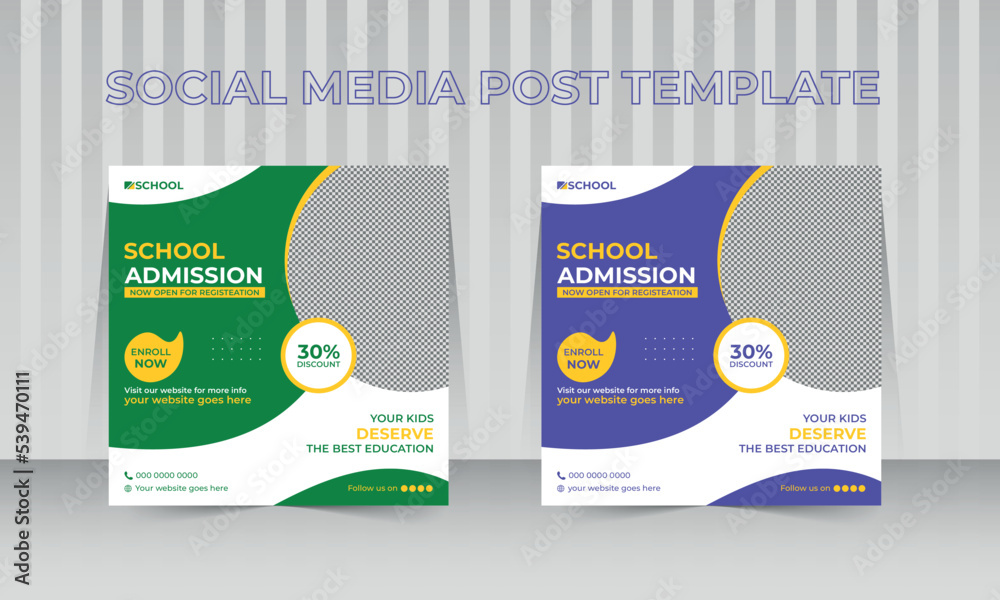 School Social Media Post Template School education admission social ...