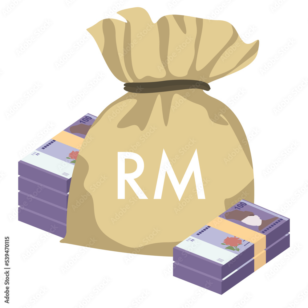 Malaysian Ringgit Vector Illustration. Malaysia money set bundle ...