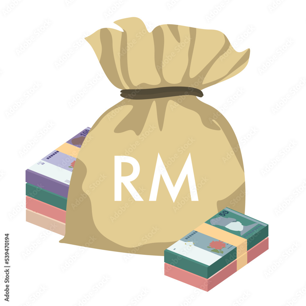 Malaysian Ringgit Vector Illustration. Malaysia money set bundle ...