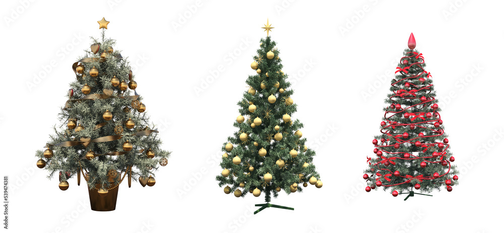 Christmas tree with decorations, isolate on a transparent background ...