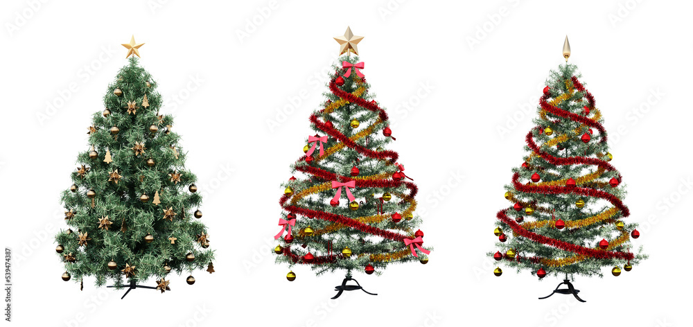 Christmas tree with decorations, isolate on a transparent background ...