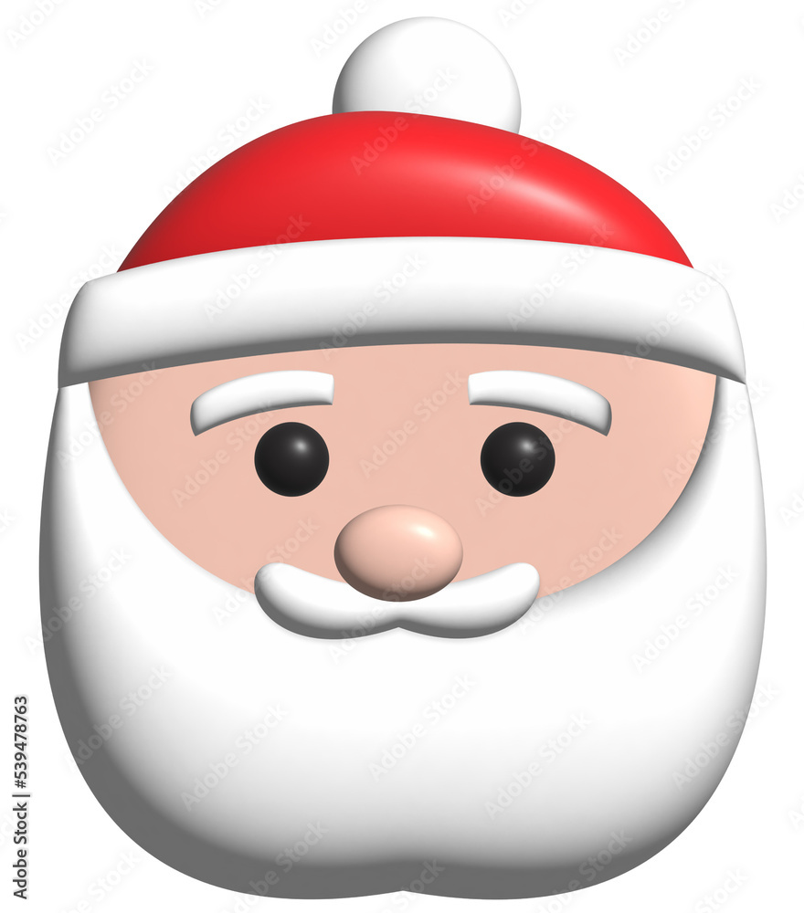 Santa claus face cartoon, 3D illustrations PNG Stock Illustration ...