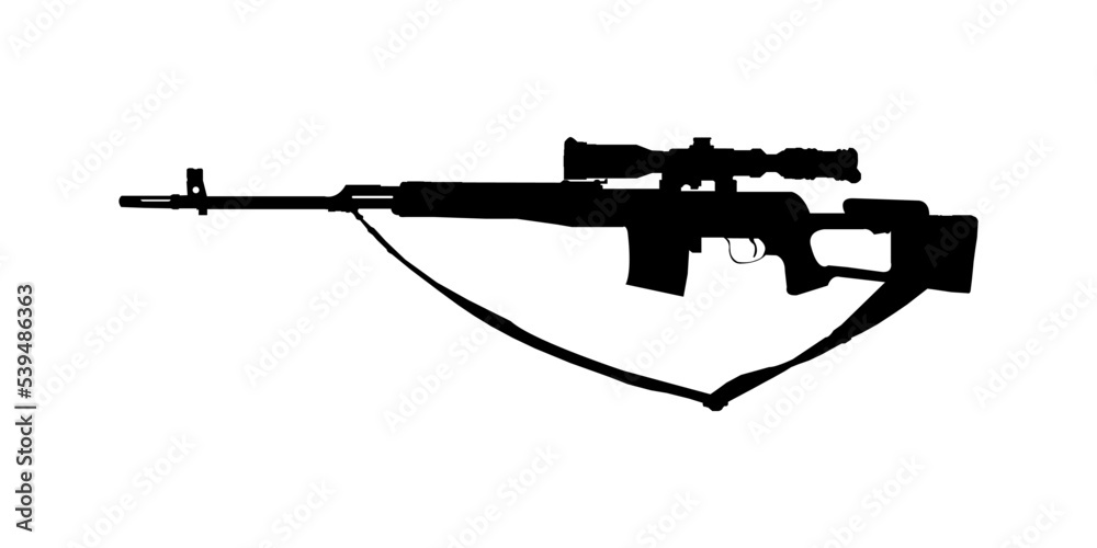 SVD-Dragunov marksman rifle icon, SVD military rifle silhouette isolated on white background ...