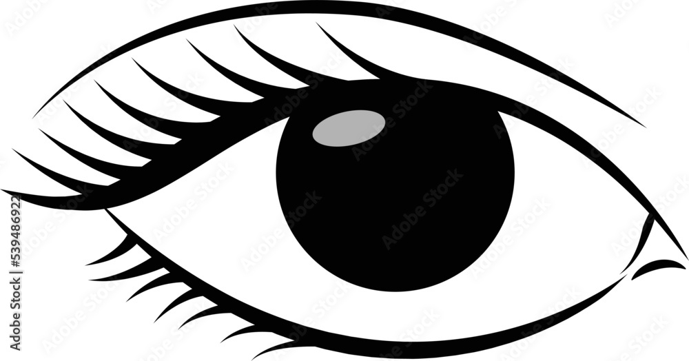 Vetor de Black female left eye icon isolated vector illustration do ...