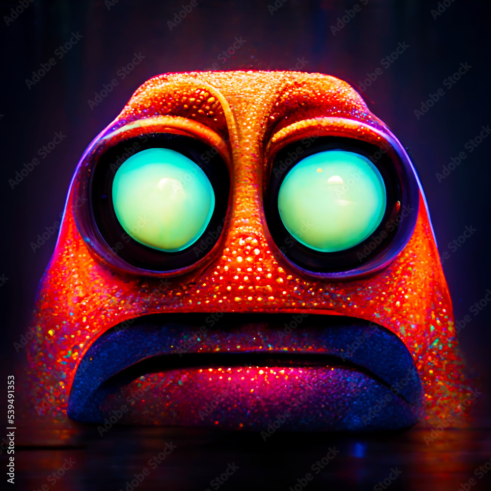 3d blue alien sad face emoji Stock Illustration | Adobe Stock