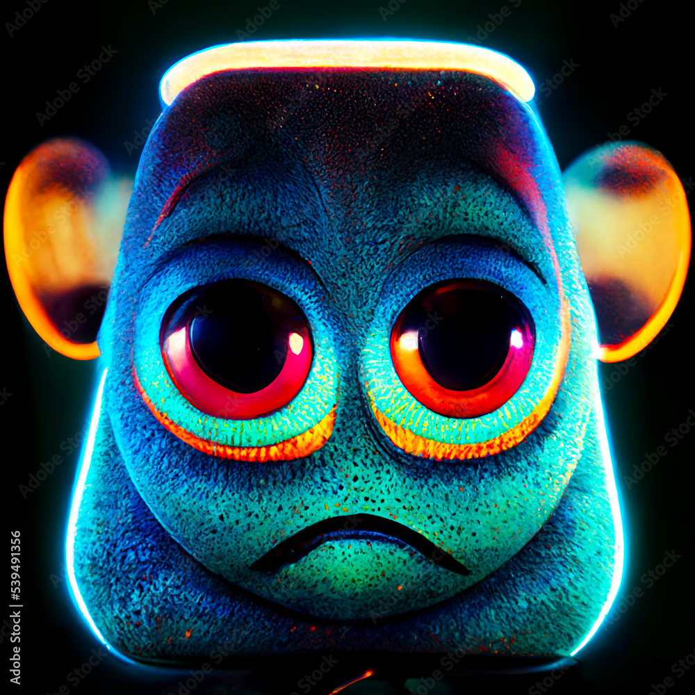 3d blue alien sad face emoji Stock Illustration | Adobe Stock
