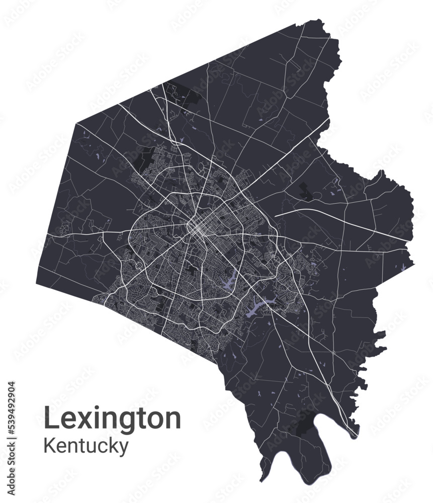 Vektorová grafika „Lexington vector map. Detailed black map of ...