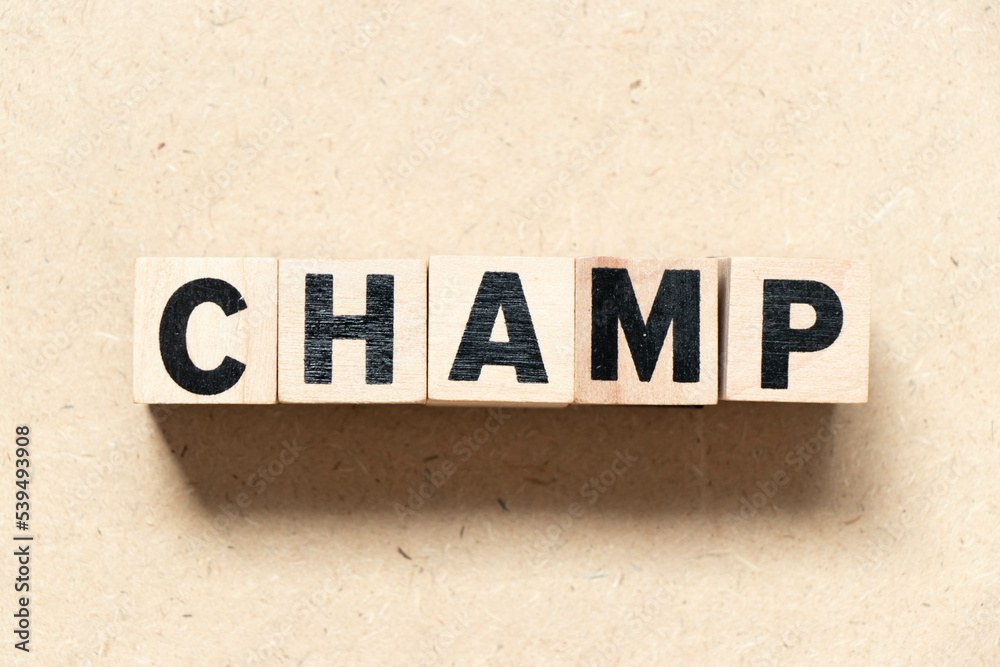 Alphabet letter block in word champ on wood background Stock Photo ...