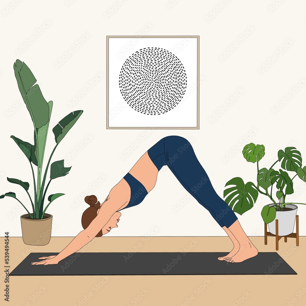 Downward Facing Dog Pose / Adho Mukha Savanasana. Beautiful flexible ...